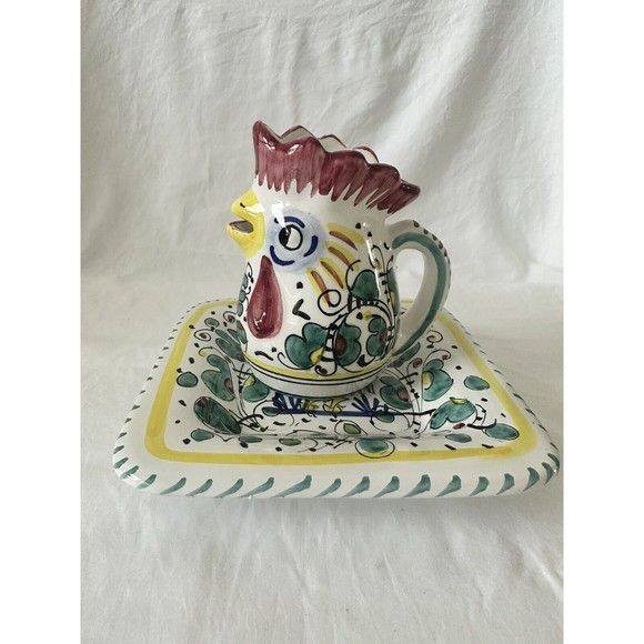 Deruta | Kitchen | Vintage Deruta Hand Painted Italian Rooster Pitcher ...